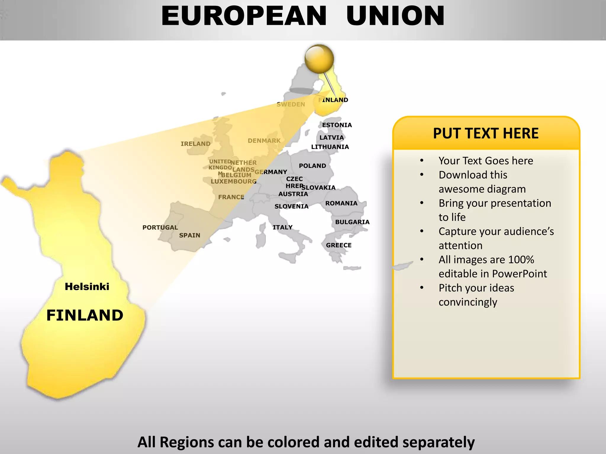 European union editable continent map with countries | PPT
