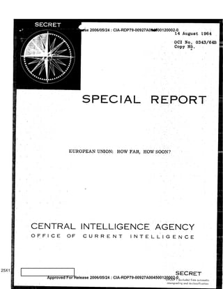 European Union: how far, how soon? - Special Report CIA 1964 | PDF