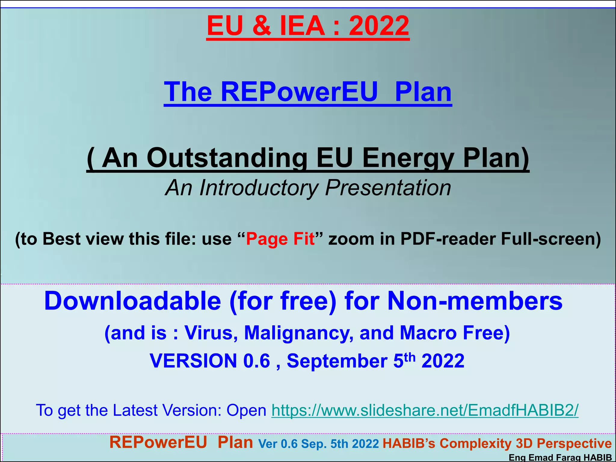 Updated (version 0.6) European Union & IEA Energy Plan (REPowerEU 2022)-Ver 0.6.pdf | Power and ...