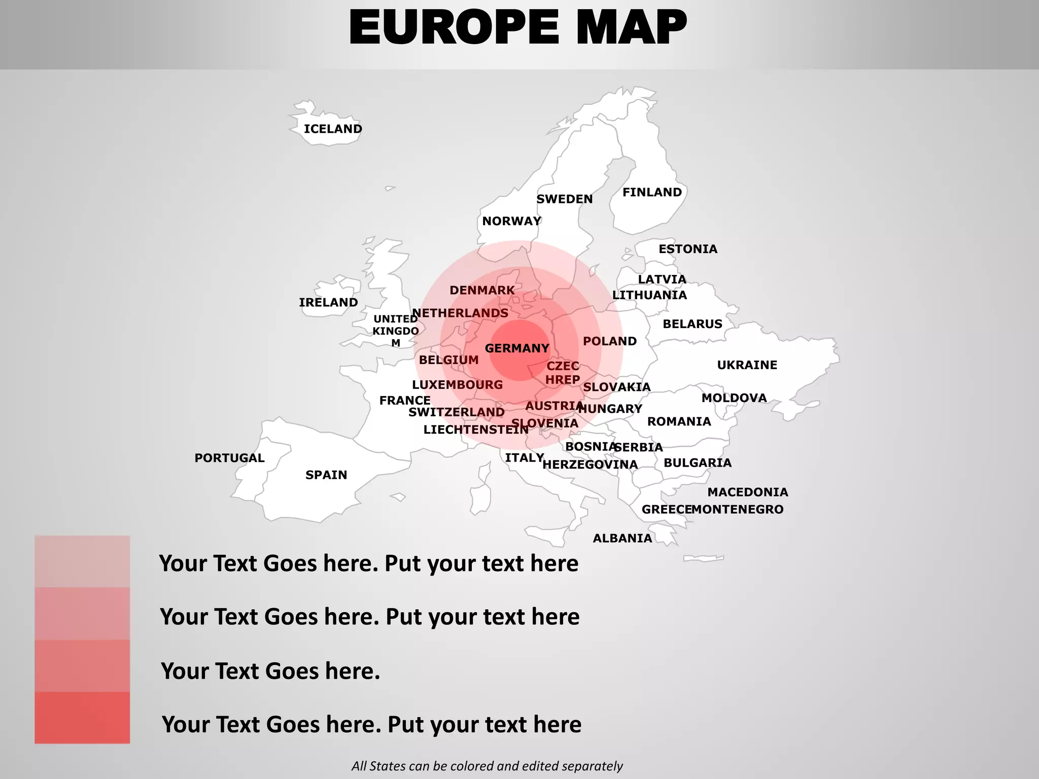 Europe editable continent map with countries | PPTX | Europe Travel ...