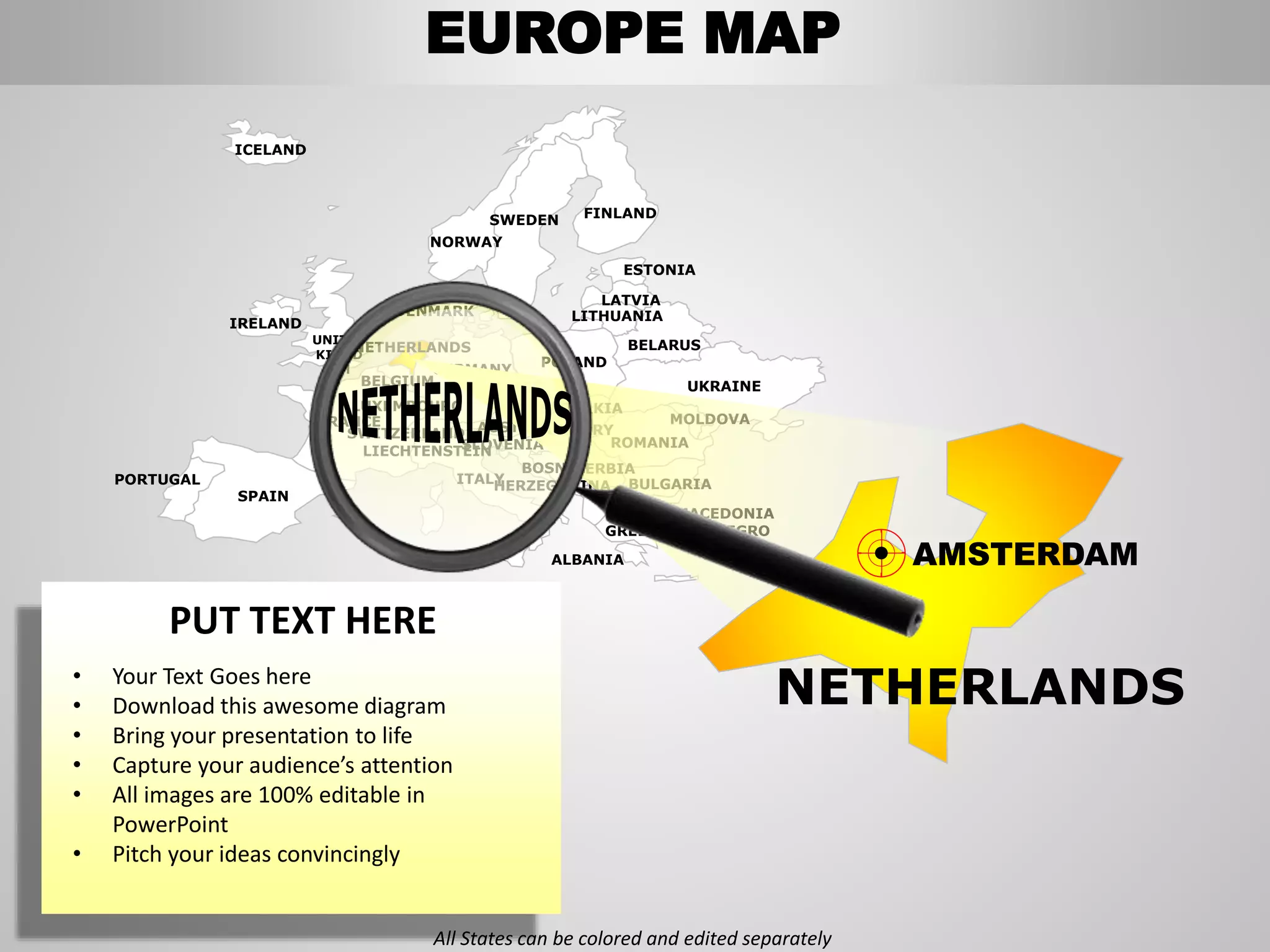 Europe editable continent map with countries | PPTX | Europe Travel ...