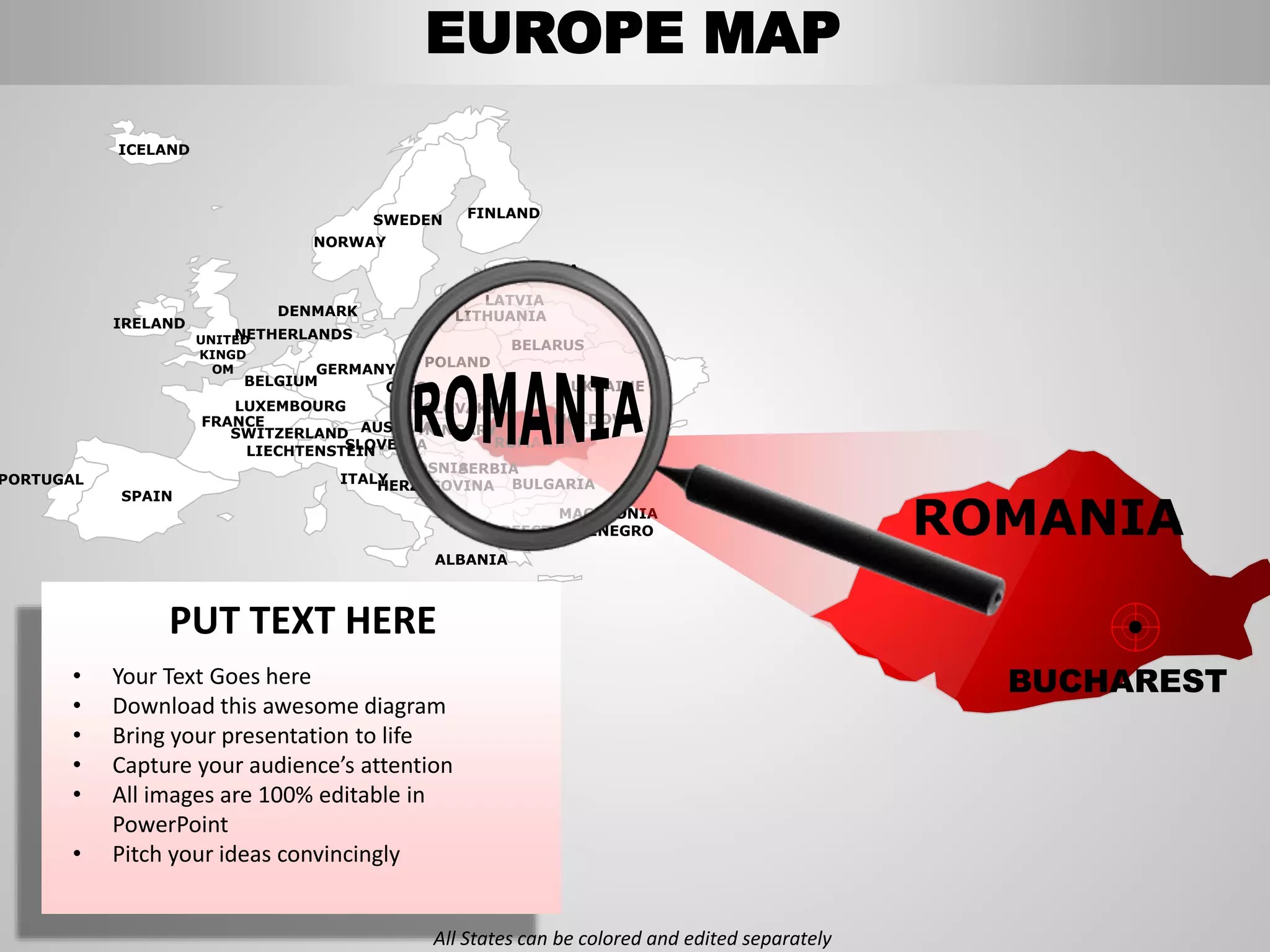 Europe editable continent map with countries | PPTX | Europe Travel ...