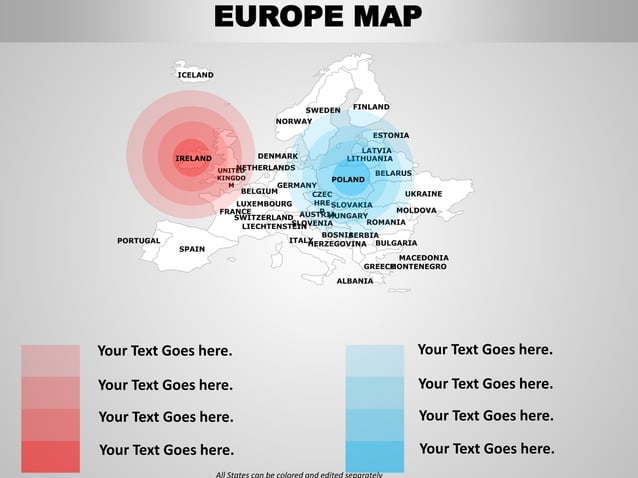 Europe editable continent map with countries | PPTX | Europe Travel ...