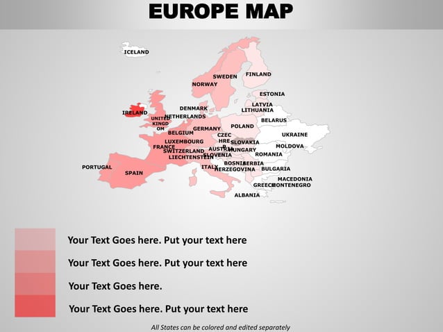 Europe editable continent map with countries | PPTX | Europe Travel ...