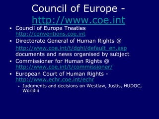 Finding European Human Rights Law Resources | PPTX