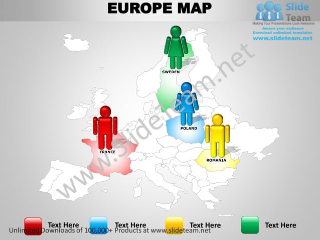 Europe powerpoint editable continent map with countries templates ...