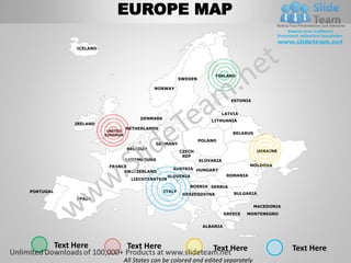 Europe powerpoint editable continent map with countries templates ...