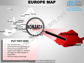 Europe powerpoint editable continent map with countries templates ...