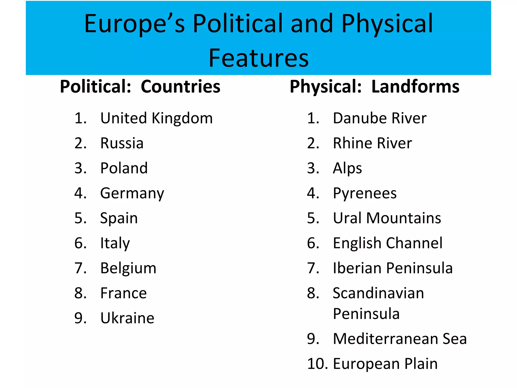 Europe’s Political and Physical features | PPT