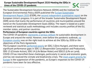 Europe Sustainable Development Report 2020 Meeting the Sustainable Development Goals (SDGs) in ...