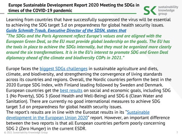Europe Sustainable Development Report 2020 Meeting the Sustainable ...