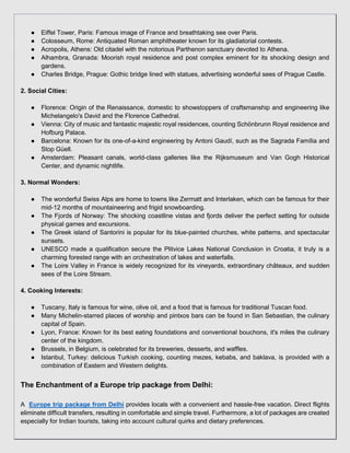 Discovering the Wonders of Europe with Tour Packages | PDF