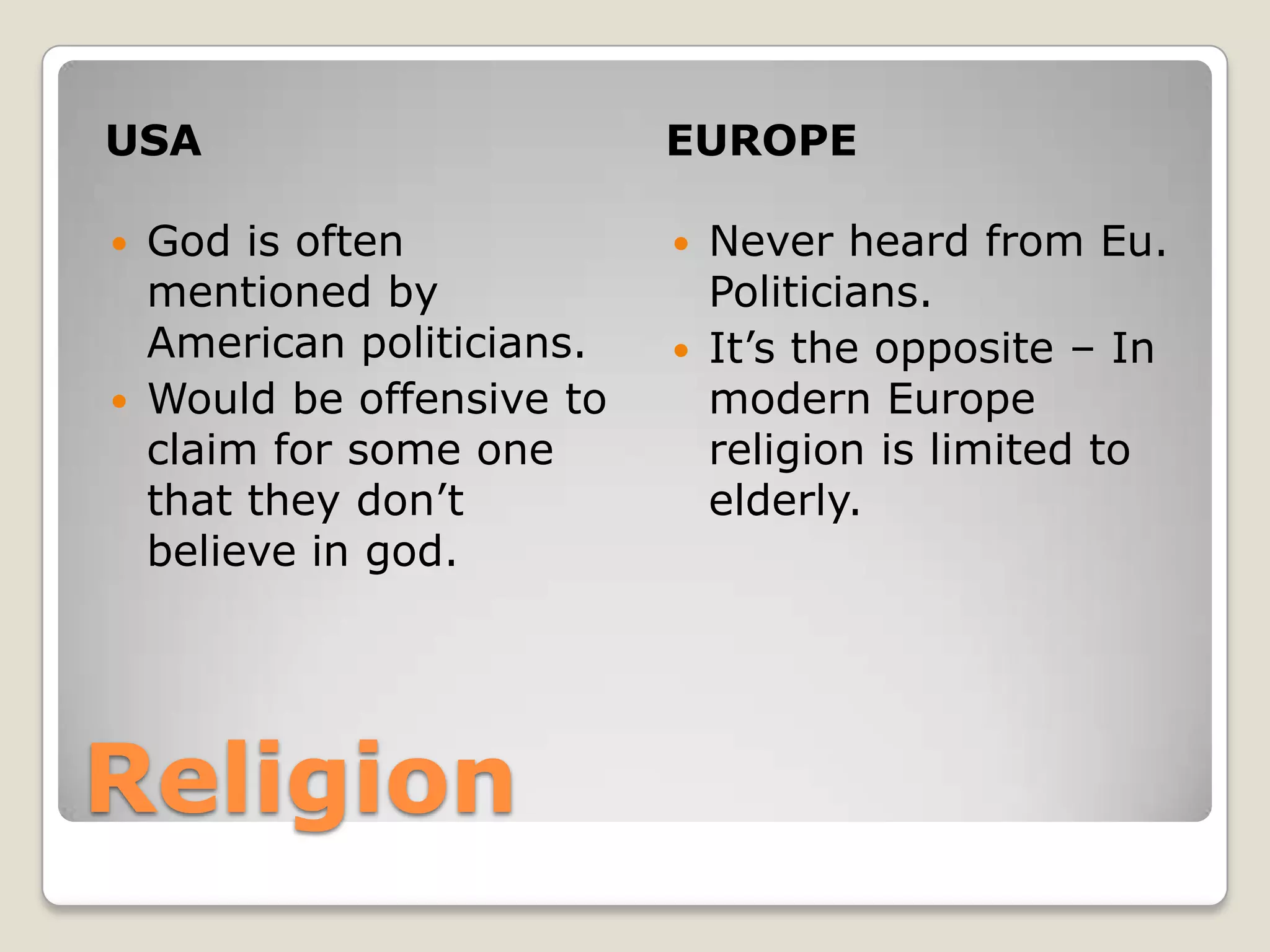 cultural differences between europe and usa | PPTX