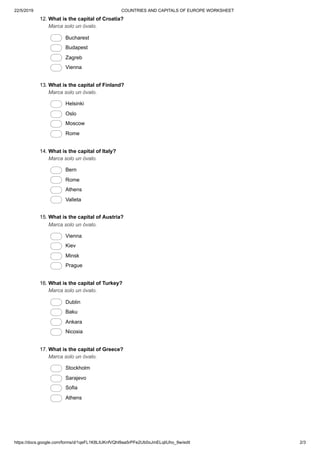 Europe worksheet | PDF