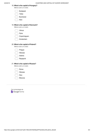 Europe worksheet | PDF