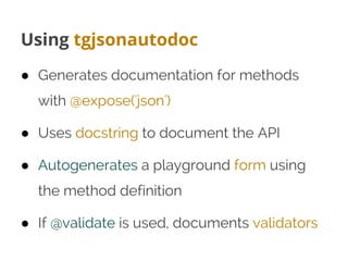 EuroPython 2013 - FAST, DOCUMENTED AND RELIABLE JSON BASED WEBSERVICES WITH PYTHON | PPT