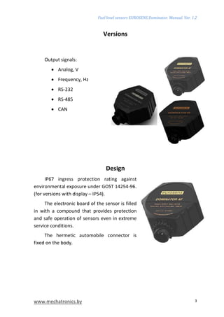 Fuel level sensor Eurosens Dominator installation | PDF