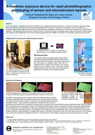 A maskless exposure device for rapid photolithographic prototyping of sensor and microstructure ...