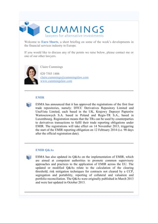 Euro shorts 15.11.13 including trade repositories, short selling and ...