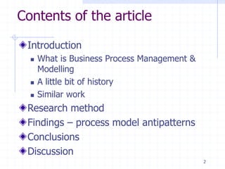 Analysis of Most Common Process Modelling Mistakes in BPMN Process ...