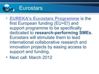 EUREKA and Eurostars | PPT