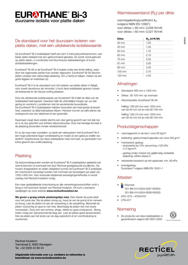 Recticel Insulation - Eurothane bi 3 productflyer | PDF | Indoor ...