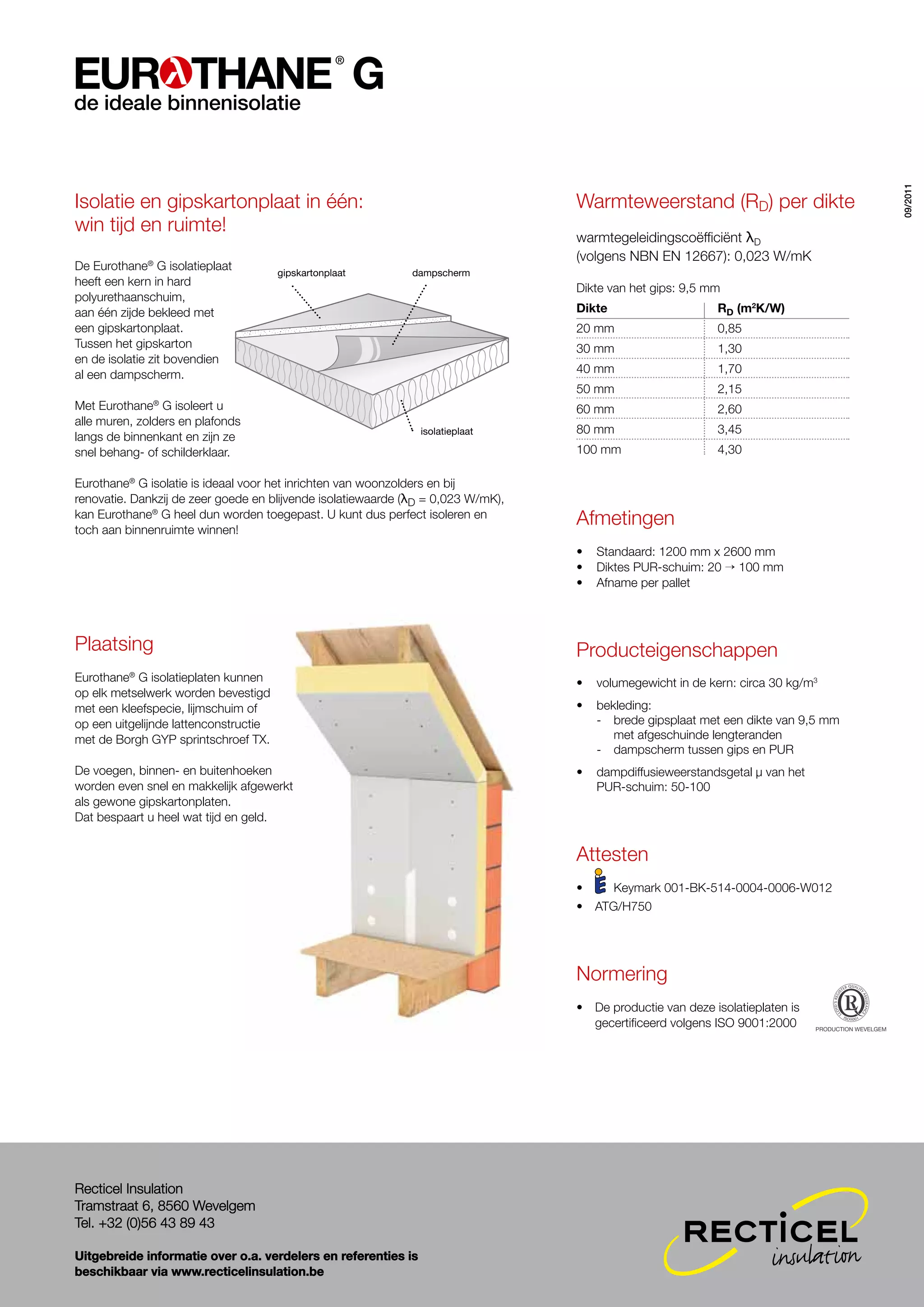 Recticel Insulation - Eurothane g productflyer | PDF | Indoor Environmental Quality | Home & Garden