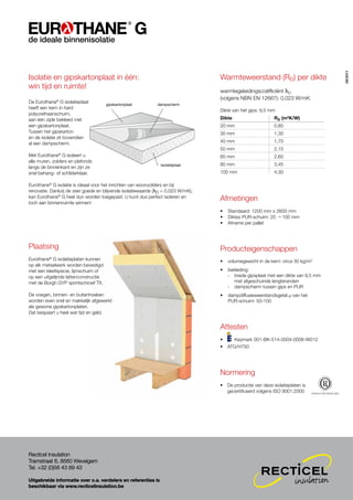 Recticel Insulation - Eurothane g productflyer | PDF | Indoor ...