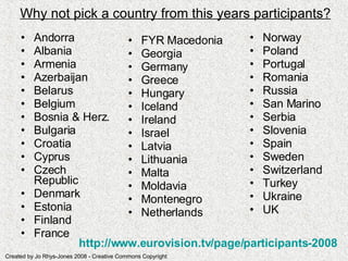 Eurovision Project Divided Into Countries | PPT