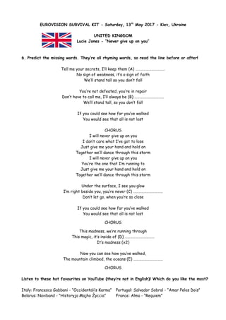 Eurovision 2017 - Songs TEFL | PDF