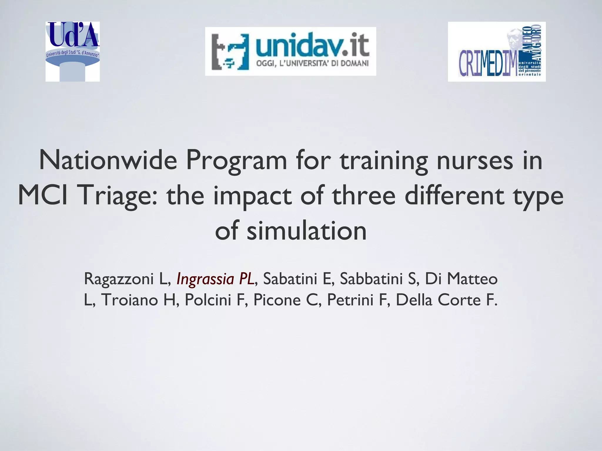 EUSEM_Nationwide Program for training nurses in MCI Triage the impact ...