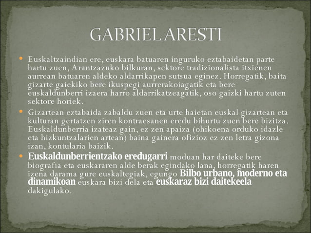Euskal Literatura Modernoa Gabriel Aresti | PPT