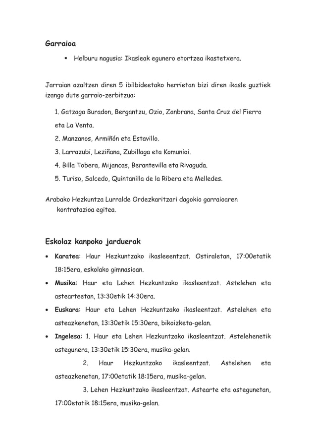 Ikastetxeko web orrian txertatzekoak (euskara hutsezkoa gurea) | PDF