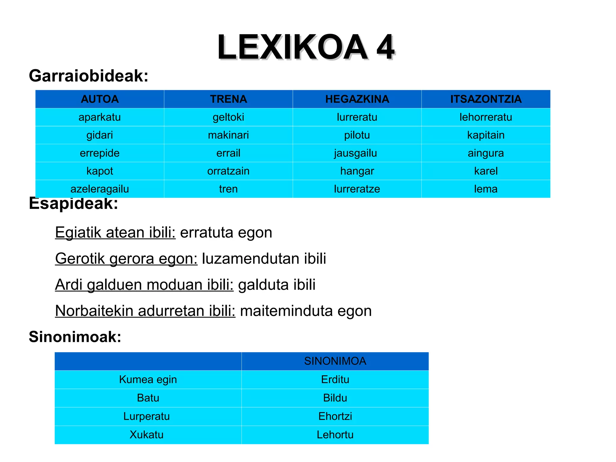 Euskara laburpena 3 4 | PPT