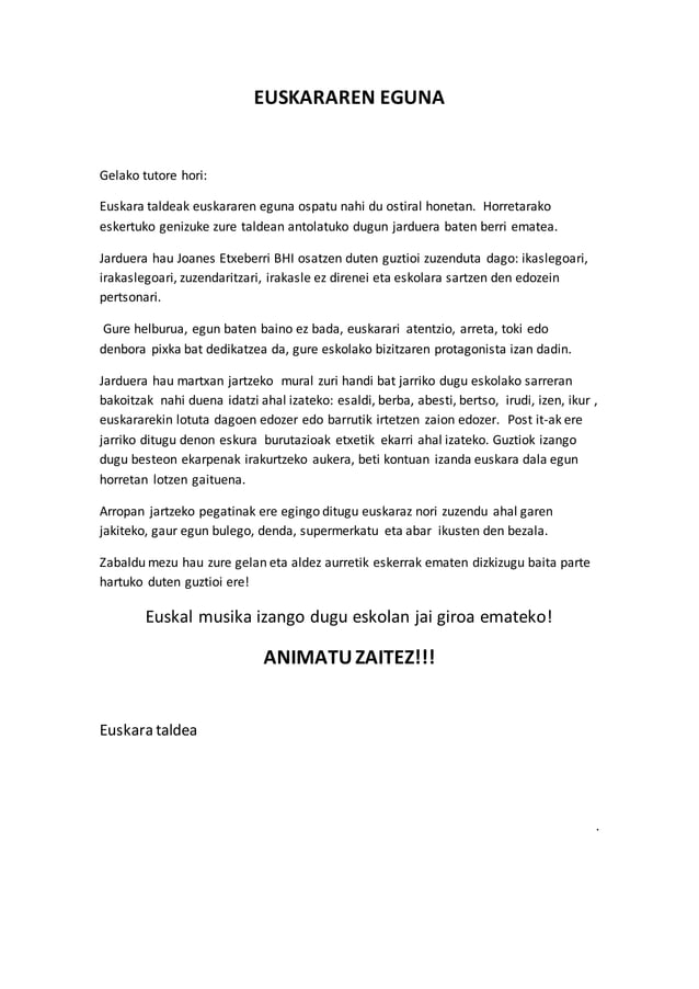 Euskararen eguna jatorrizkoa | PDF