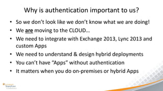 Building SharePoint 2013 Apps - Architecture, Authentication & Connectivity API | PPT