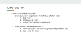 Eustachian tube and it's disorders, ENT | PPTX