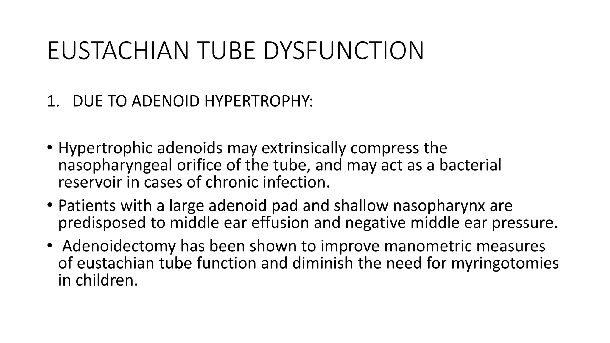 Eustachian tube dysfunction diagnosis and treatment | PPTX