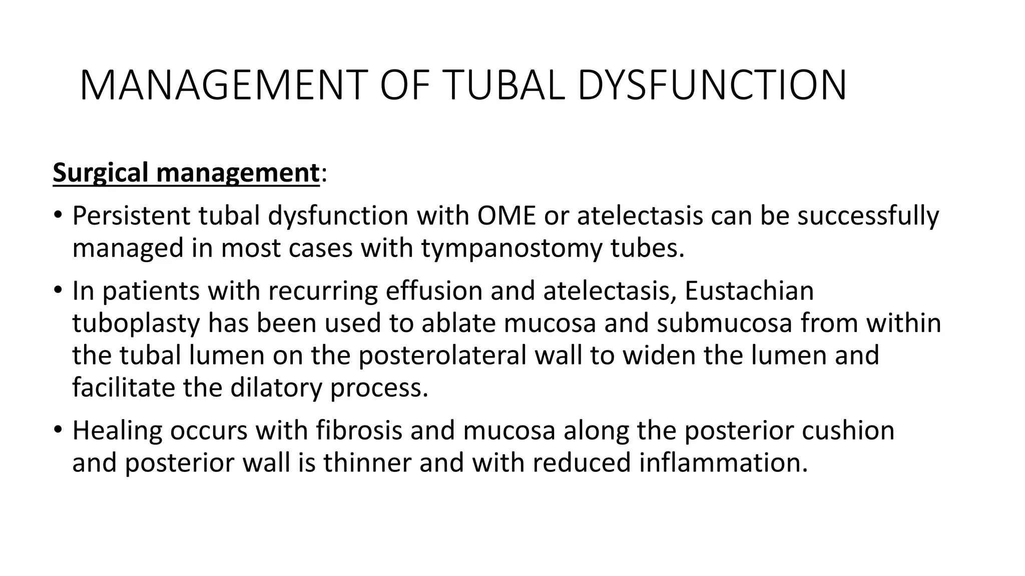Eustachian tube dysfunction diagnosis and treatment | PPTX