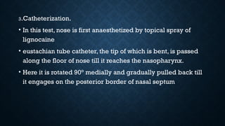 EUSTACHIAN TUBE FUNCTION TESTS.powerpoint presentation | PPTX