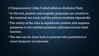 EUSTACHIAN TUBE FUNCTION TESTS.powerpoint presentation | PPTX