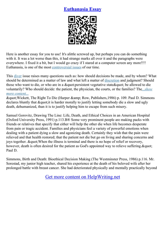 Euthanasia Conclusion Essay | PDF