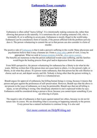 Euthanasia Conclusion Essay | PDF