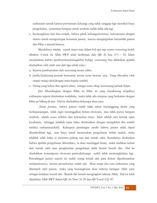 Euthanasia dalam islam (analisis fiqh dan hukum positif di indonesia) | PDF