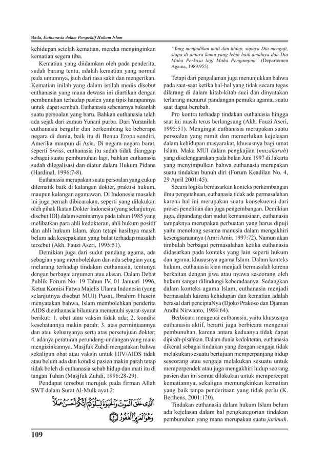 Euthanasia dalam perspektif hukum islam | PDF