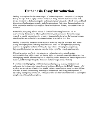 Euthanasia Essay Introduction | PDF
