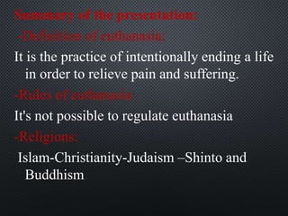 Euthanasia presentation (english) | PPTX | Religion & Spirituality