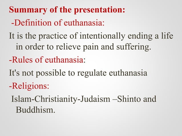 Euthanasia ppt | PPTX | First Aid | Injuries