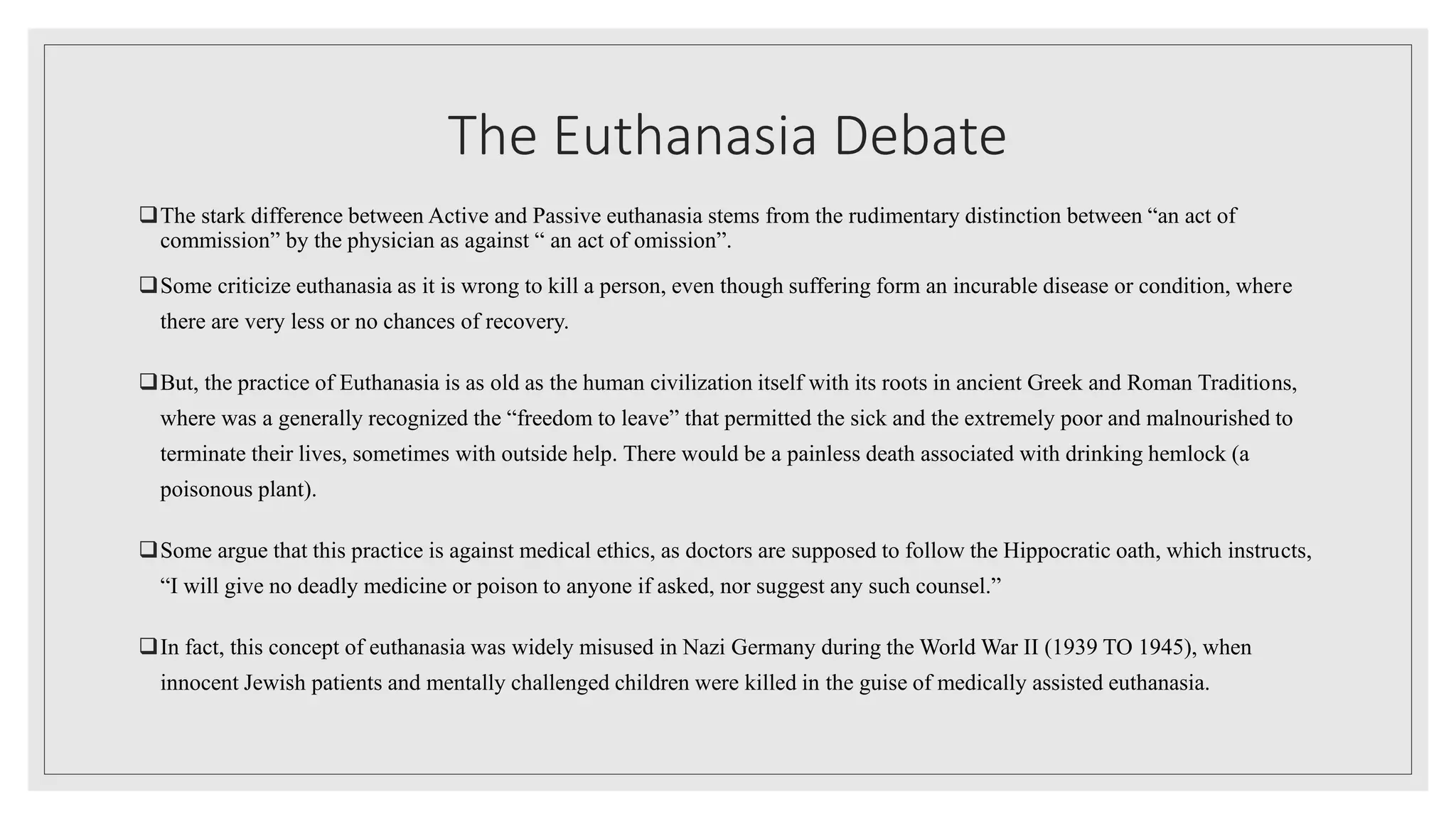 Introduction to Euthanasia – Medically Assisted Murder or Mercy Killing ...