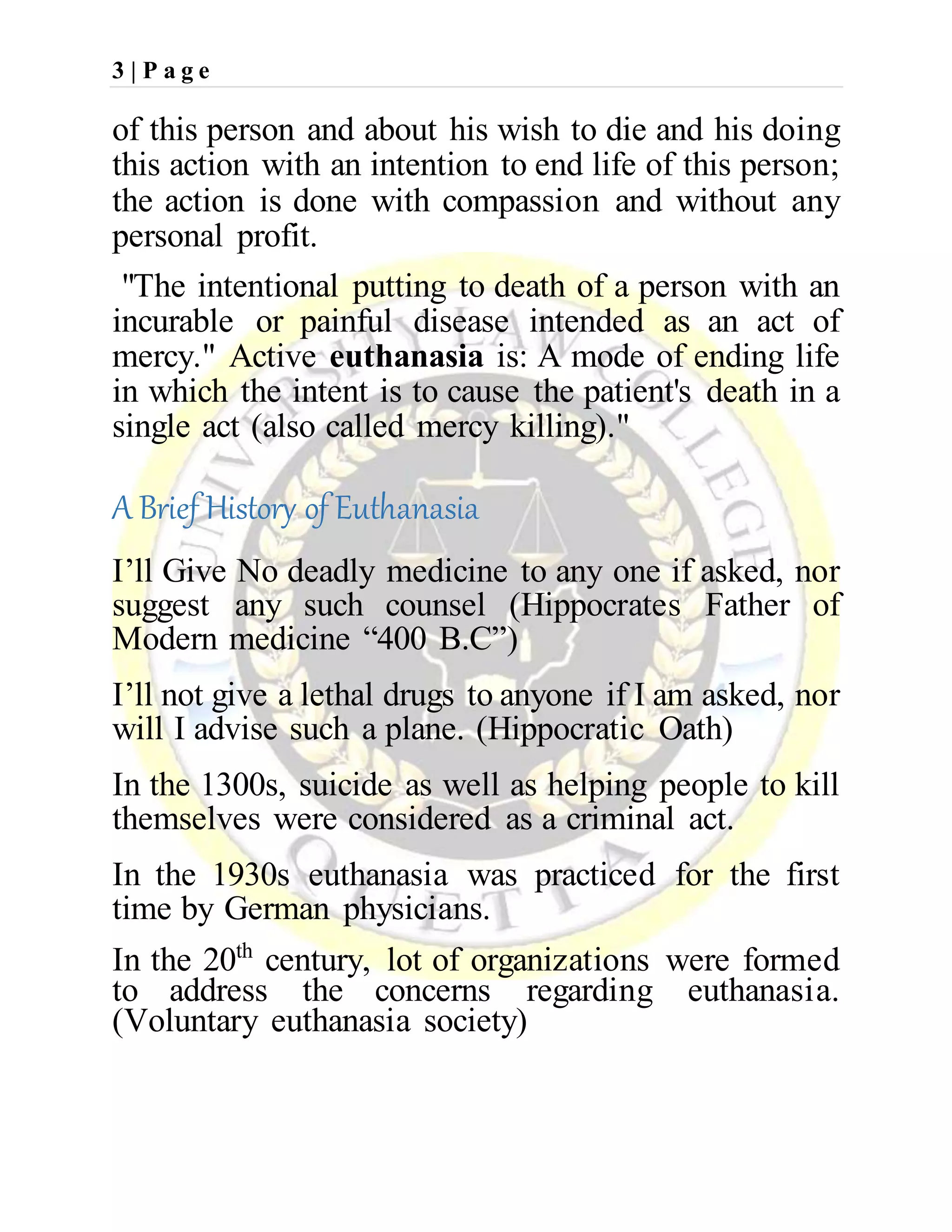 Euthanasia presentation | DOCX | First Aid | Injuries